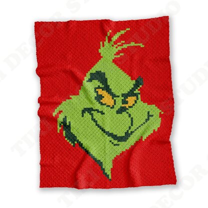Grinch Green Grumpy Face Blanket Christmas Lapghan C2C CROCHET PATTERN ...