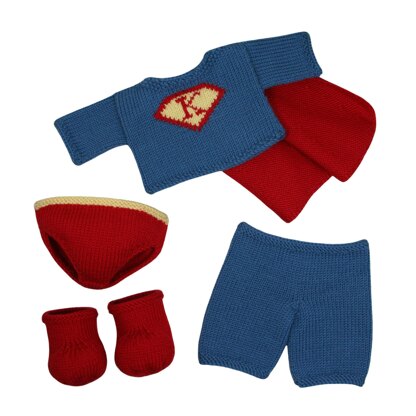 Superhero Outfit (Knit a Teddy) Knitting pattern by Knitables | LoveCrafts