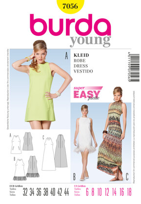 Burda Style Dress Sewing Pattern B7056 - Paper Pattern, Size 6-18 ...