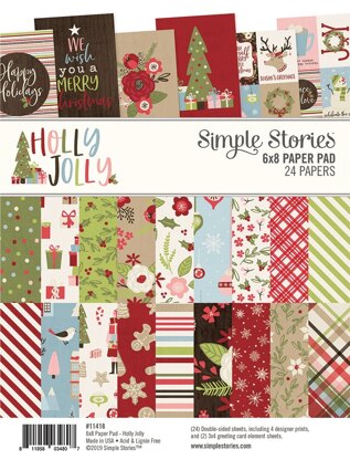 Simple Stories Double-Sided Paper Pad 6"X8" 24/Pkg - Holly Jolly, 8 ...