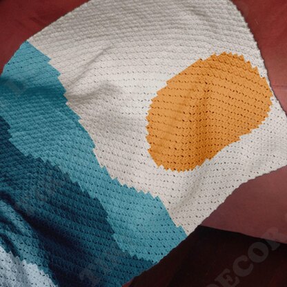 Sun & Waves Landscape Blanket C2C Crochet Pattern 75x60" Chart Crib ...