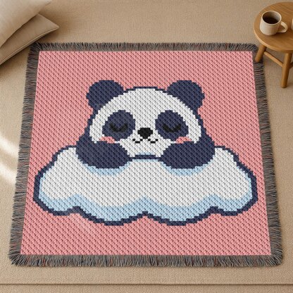 Girl's Room Pink Blanket C2C CROCHET PATTERN Panda Sleeping Cute Bear ...