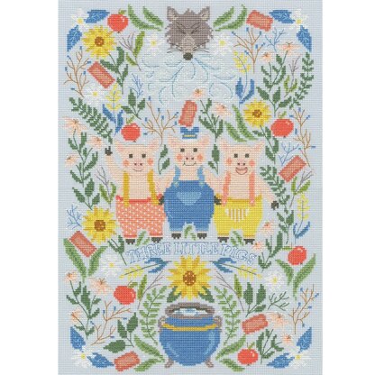 Bothy Threads Three Little Pigs Cross Stitch Kit - 26 x 37cm | LoveCrafts