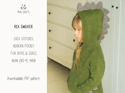 Rex Dragon Jumper Knitting pattern by Muki Crafts | LoveCrafts