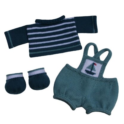 Sailboat Dungarees Outfit (Knit a Teddy) Knitting pattern by Knitables ...