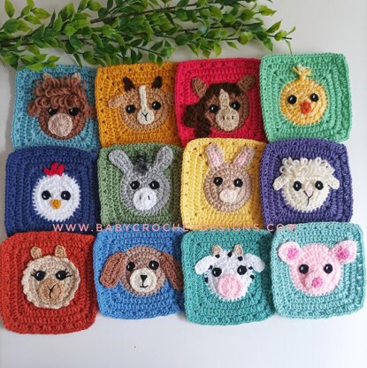 Farmyard Granny Squares Crochet pattern by BabyCrochetDesigns | LoveCrafts