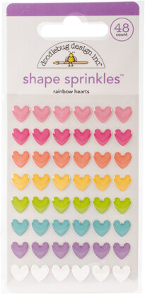 Doodlebug Sprinkles Adhesive Glossy Enamel Shapes - Rainbow Hearts, 48 ...