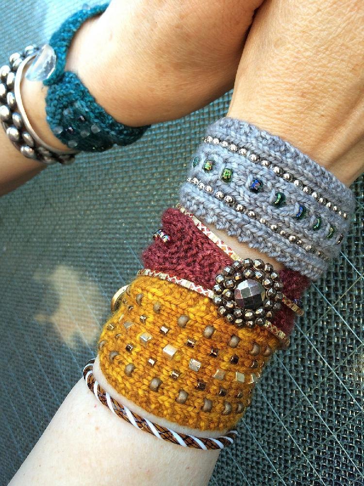 Beaded Buttoned Bracelets Knitting pattern by Sivia Harding LoveCrafts