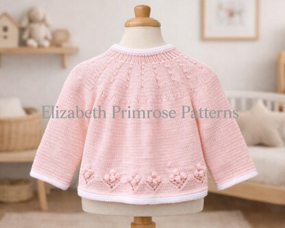 Posy Swing Cardigan Knitting Pattern with Bobble Flowers (3m–2y ...