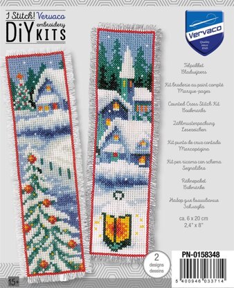 Vervaco Winter Villages Bookmark Set of 2 Cross Stitch Kit - 6 x 20 cm ...