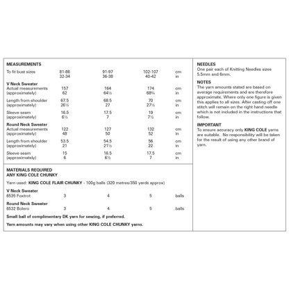 Sweaters in King Cole Flair Chunky - 6386 - Leaflet | LoveCrafts