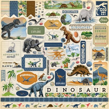 Echo Park Paper Dinosaurs Cardstock Stickers 12"X12" - Elements ...