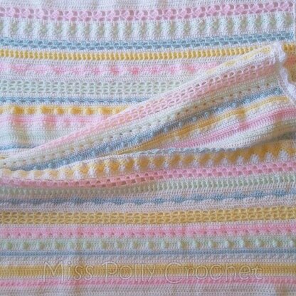 Sherbert Stripes Sampler Baby Blanket Crochet pattern by Miss Polly ...