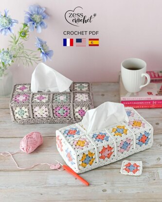 Rectangular Granny Square Tissue Box Cover Crochet Pattern – PDF ...