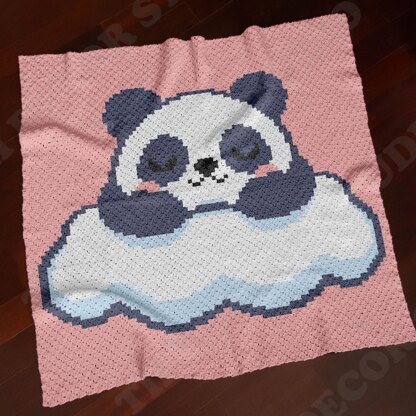 Girl's Room Pink Blanket C2C CROCHET PATTERN Panda Sleeping Cute Bear ...