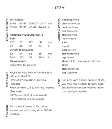 Debbie Bliss Lizzy PDF at WEBS | Yarn.com