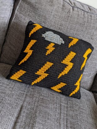 Lightning Strikes Twice Cushion | LoveCrafts