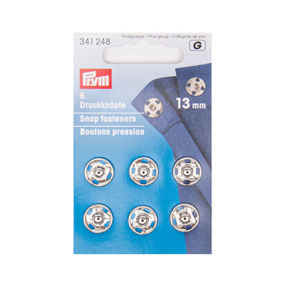 Prym Sew-On Snap Fasteners 13 mm Silver Color | LoveCrafts