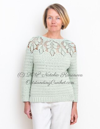 Leaf Yoke Jumper Crochet pattern by Natalia Kononova | LoveCrafts