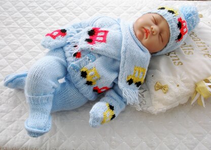 Knitting pattern Baby Boy Train motif 0-6 Months | LoveCrafts