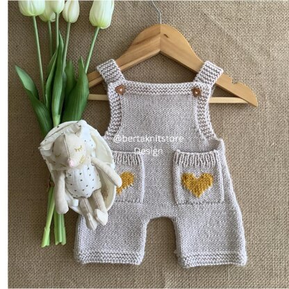 Little Heart Overalls Knitting pattern by Teresa Costa | LoveCrafts
