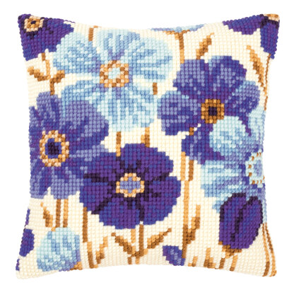 Vervaco Blue Flowers Cushion Front Chunky Cross Stitch Kit - 40cm x ...