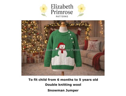 Snowman Children’s Jumper Knitting Pattern in DK – Raglan Sleeves ...