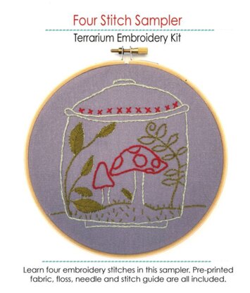 Jennifer Jangles Four Stitch Sampler Terranium Embroidery Kit | LoveCrafts