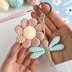 Flower and dragonfly No sew crochet pattern keyring Amigurumi charm ...