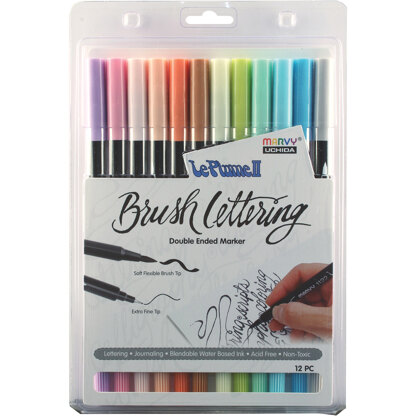 Uchida Le Plume II Double-Ended Brush Lettering Marker Set 12/Pkg ...