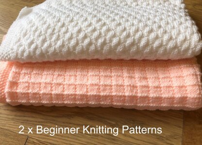 2 x Easy Baby Blankets - Squares & Bumps Knitting pattern by Peach ...