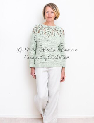 Leaf Yoke Jumper Crochet pattern by Natalia Kononova | LoveCrafts