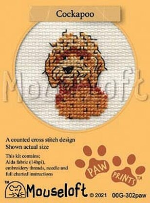 Mouseloft Cockapoo Paw Prints Cross Stitch Kit - 85 x 110 x 10 | LoveCrafts