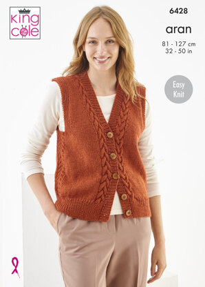 Slipover and Waistcoat in King Cole Wool Aran - 6428 - Leaflet at WEBS ...