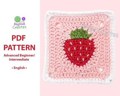 Strawberry Granny Square Crochet pattern by Alyssia Creates | LoveCrafts