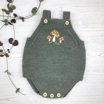 Toadstools Embroidered Romper Knitting pattern by Julie Taylor | LoveCrafts