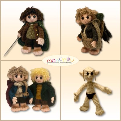 Halfling Amigurumi Bundle - Frodo, Sam, Merry, Pippin, Gollum Crochet ...