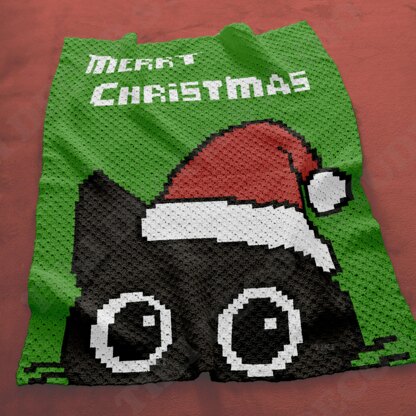 C2C CROCHET PATTERN Christmas Black Cat Santa Hat Baby Blanket C2C ...