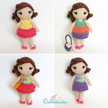 Maristela and her cute outfits - crochet pattern by Crochelandia ...