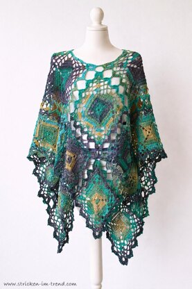 Crochet Pattern Granny Poncho GrannyCouture #1 | Granny Square Poncho ...