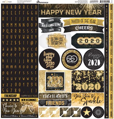 Reminisce Alphabet Cardstock Stickers 12"X12" - New Year's 2020 ...