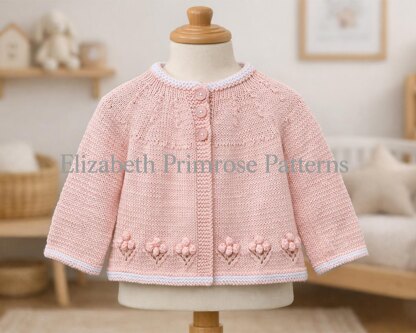 Posy Swing Cardigan Knitting Pattern with Bobble Flowers (3m–2y ...