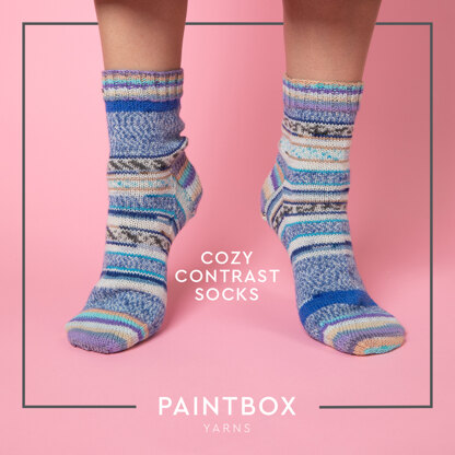 Cozy Contrast Socks - Free Knitting Pattern in Paintbox Yarns Socks ...