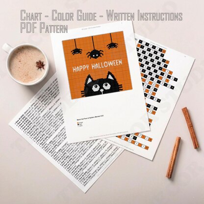Happy Halloween Orange Blanket Black Cat Face & Spiders Throw C2C ...