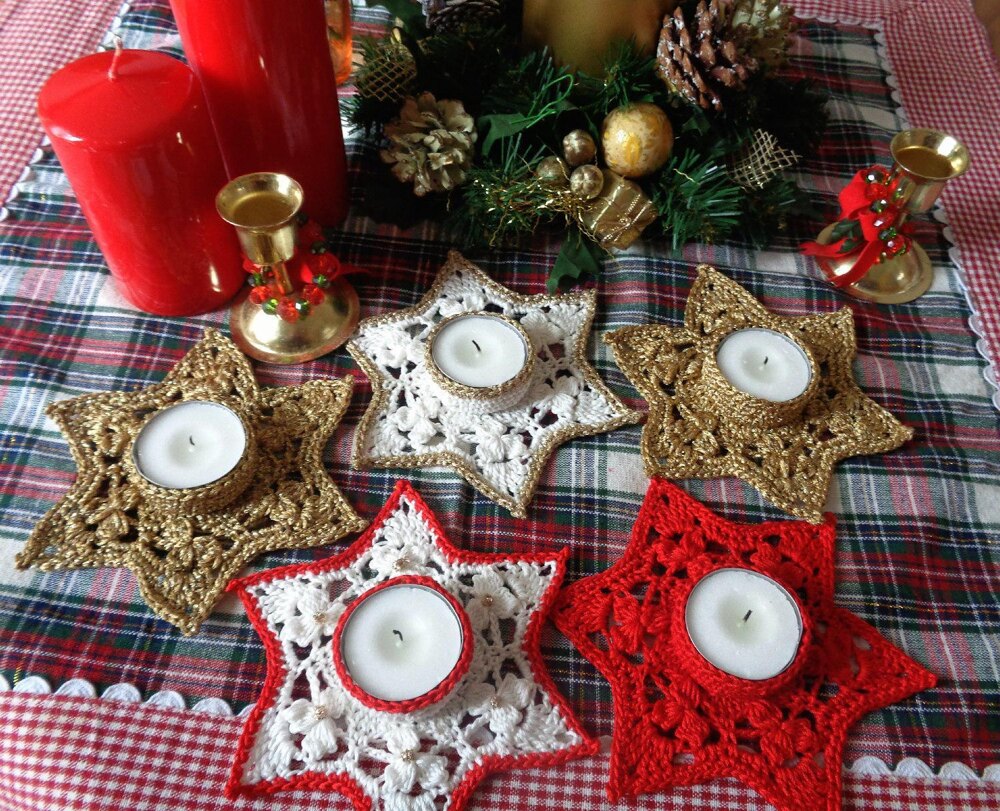 Xmas Crochet Candle Pattern Crochet Christmas Candle Applique And