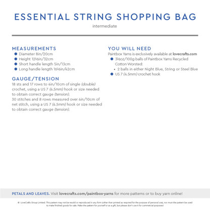 Essential String Shopping Bag - Free Crochet Pattern in Paintbox Yarns ...