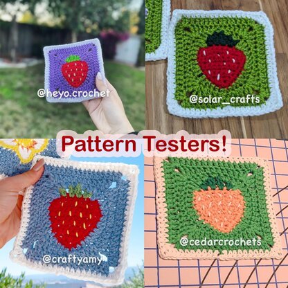 Strawberry Granny Square Crochet pattern by Alyssia Creates | LoveCrafts