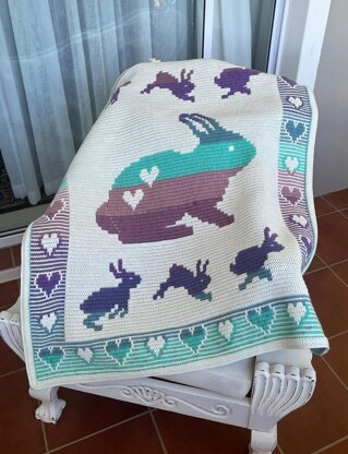 Bunny Love Mosaic Crochet pattern by Claire Musson | LoveCrafts
