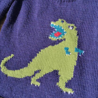 T-Rex on a Jumper Knitting pattern by iKnitDesigns | LoveCrafts
