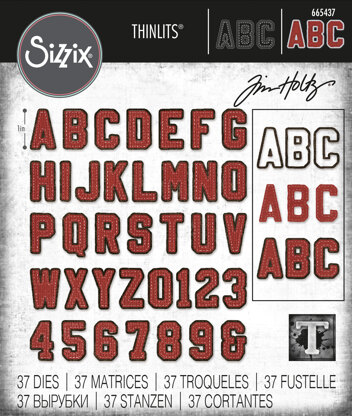 Sizzix Thinlits Die Set - Alphanumeric Varsity by Tim Holtz | LoveCrafts